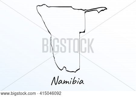 Hand Draw Map Namibia Vector & Photo (Free Trial) | Bigstock