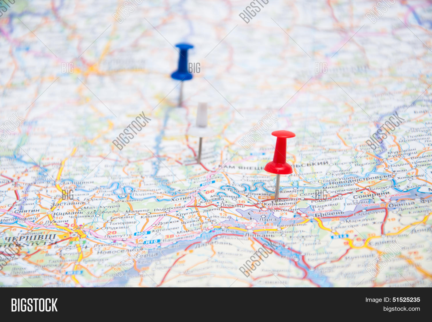 Three Pins On Map Image & Photo (Free Trial) | Bigstock