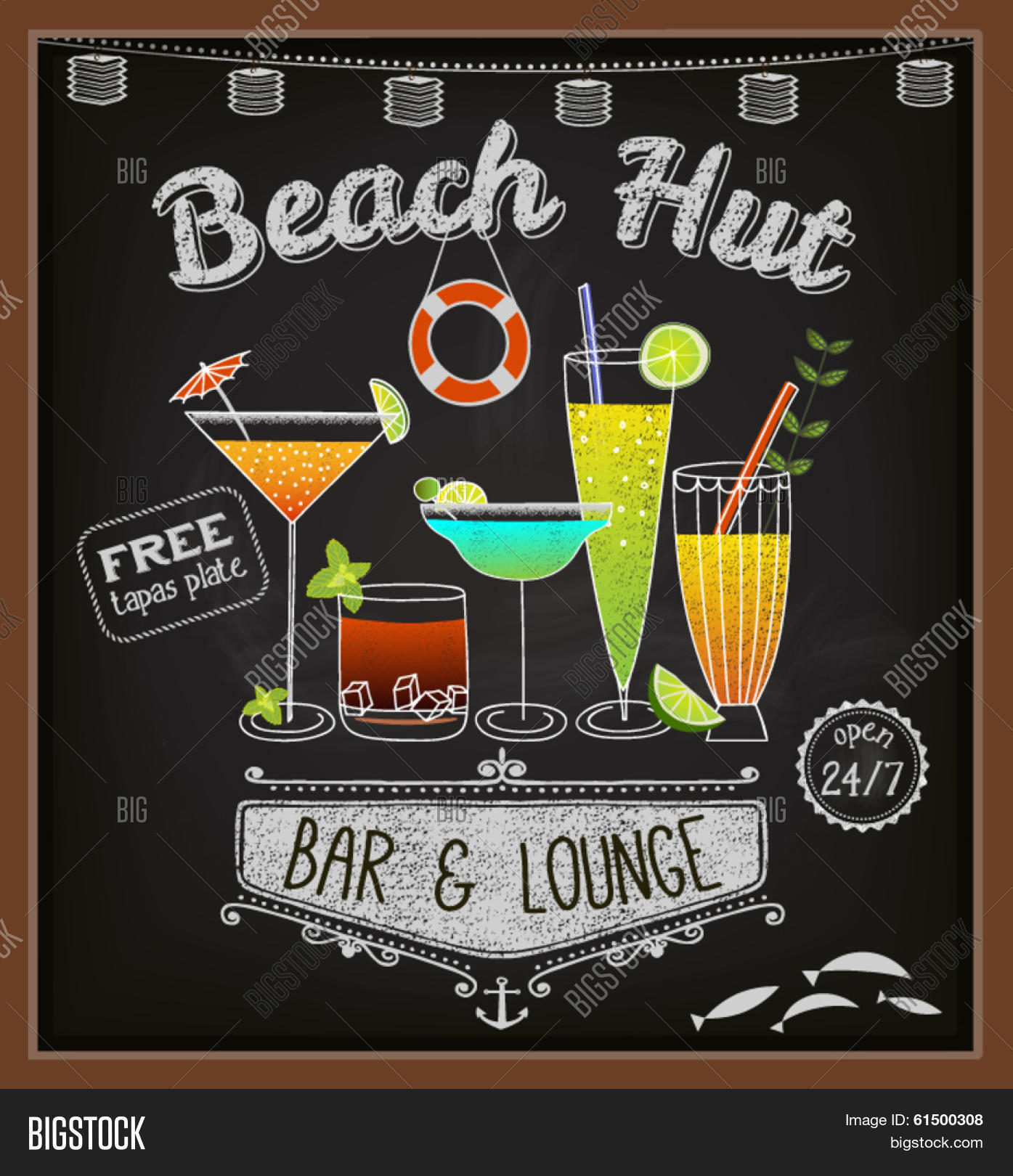 Chalkboard Beach Bar Vector & Photo (Free Trial) | Bigstock