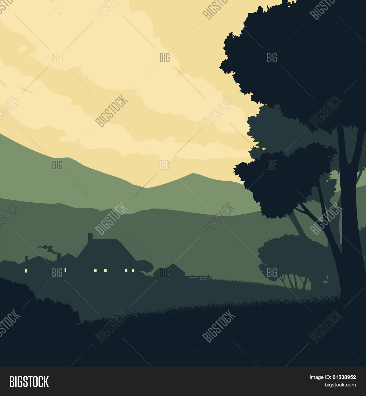 Silhouette Landscape Vector & Photo (Free Trial) | Bigstock