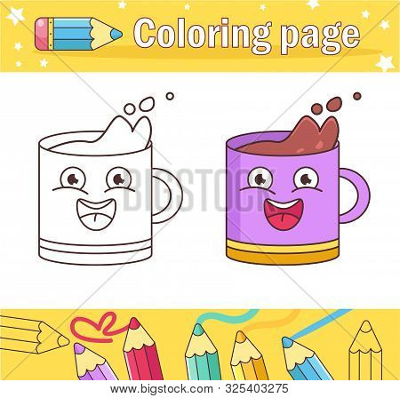 Cup Coloring Page Vector & Photo (Free Trial) | Bigstock
