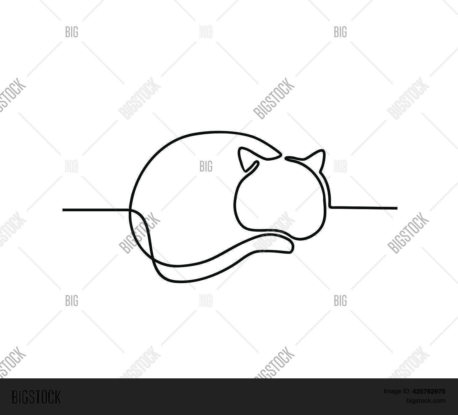 Cat Continuous Line Vector & Photo (Free Trial) | Bigstock