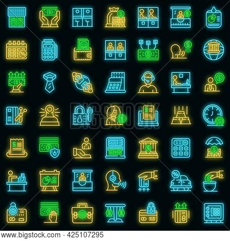 Bank Teller Icons Set Vector & Photo (Free Trial) | Bigstock