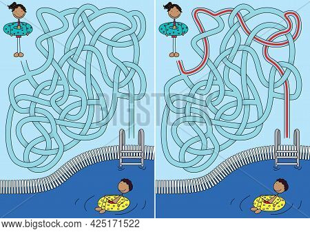 Pool Maze Kids Vector & Photo (Free Trial) | Bigstock