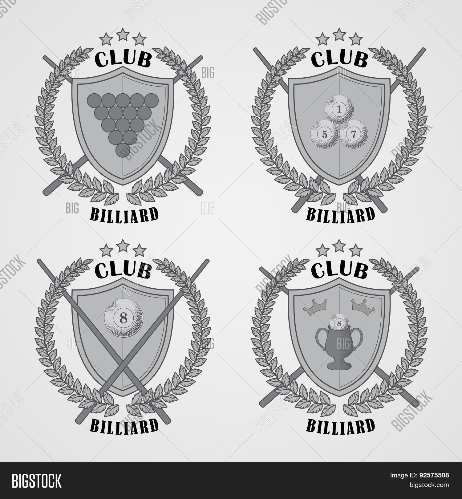 Set Billiard Logos Vector & Photo (Free Trial) | Bigstock