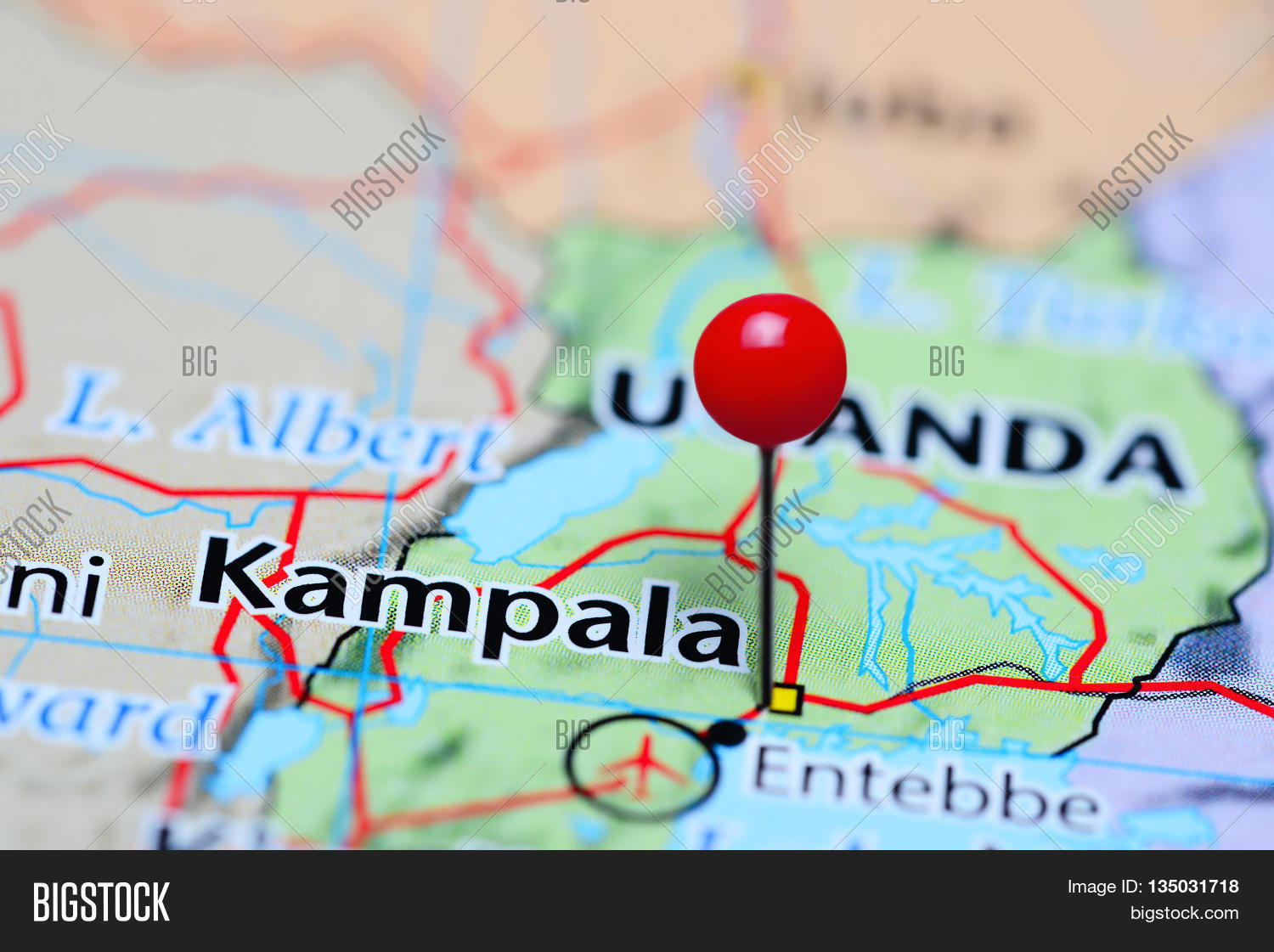Kampala Pinned On Map Image & Photo (Free Trial) | Bigstock