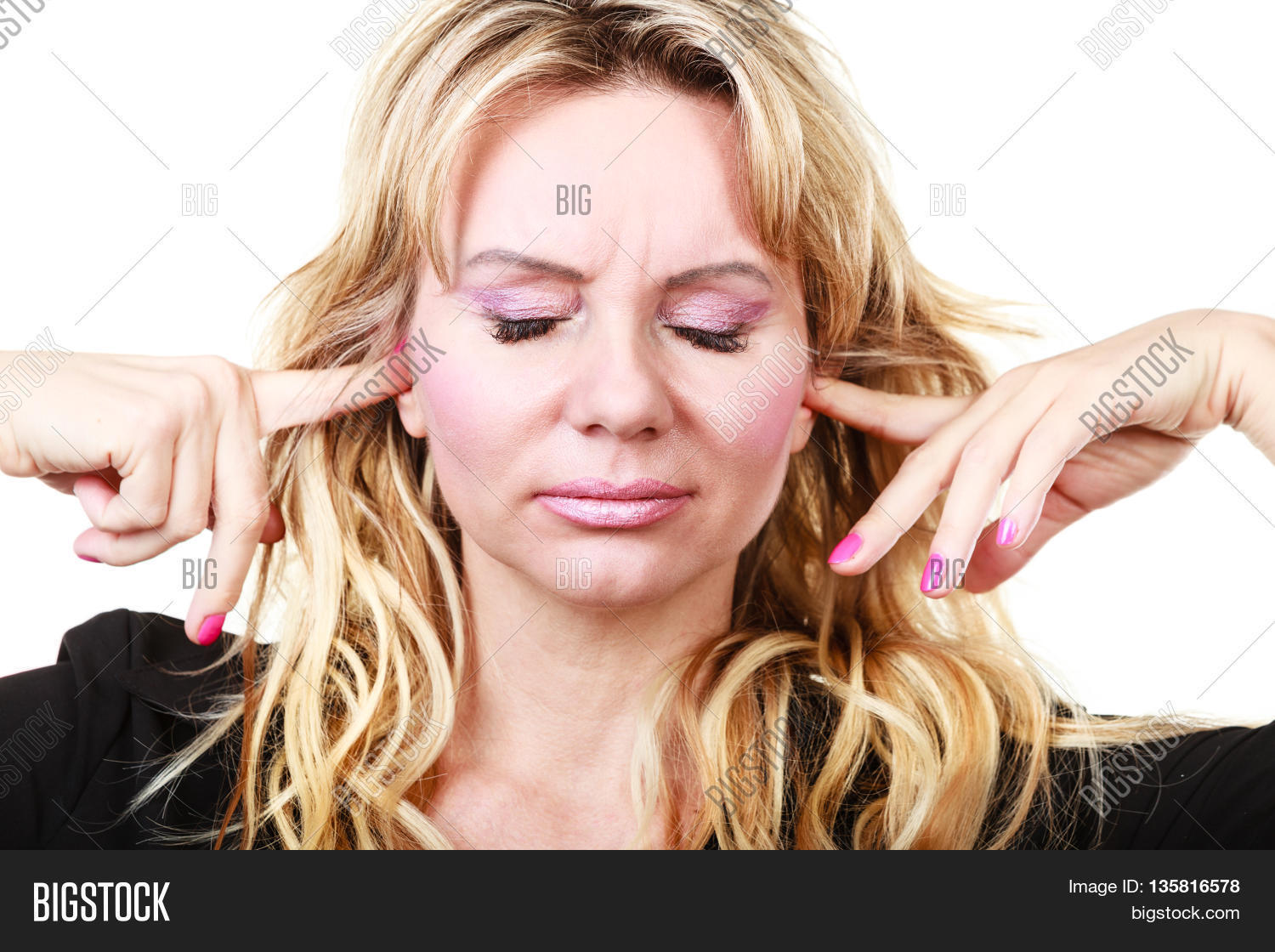 Blonde Woman Plug Ears Image & Photo (Free Trial) | Bigstock