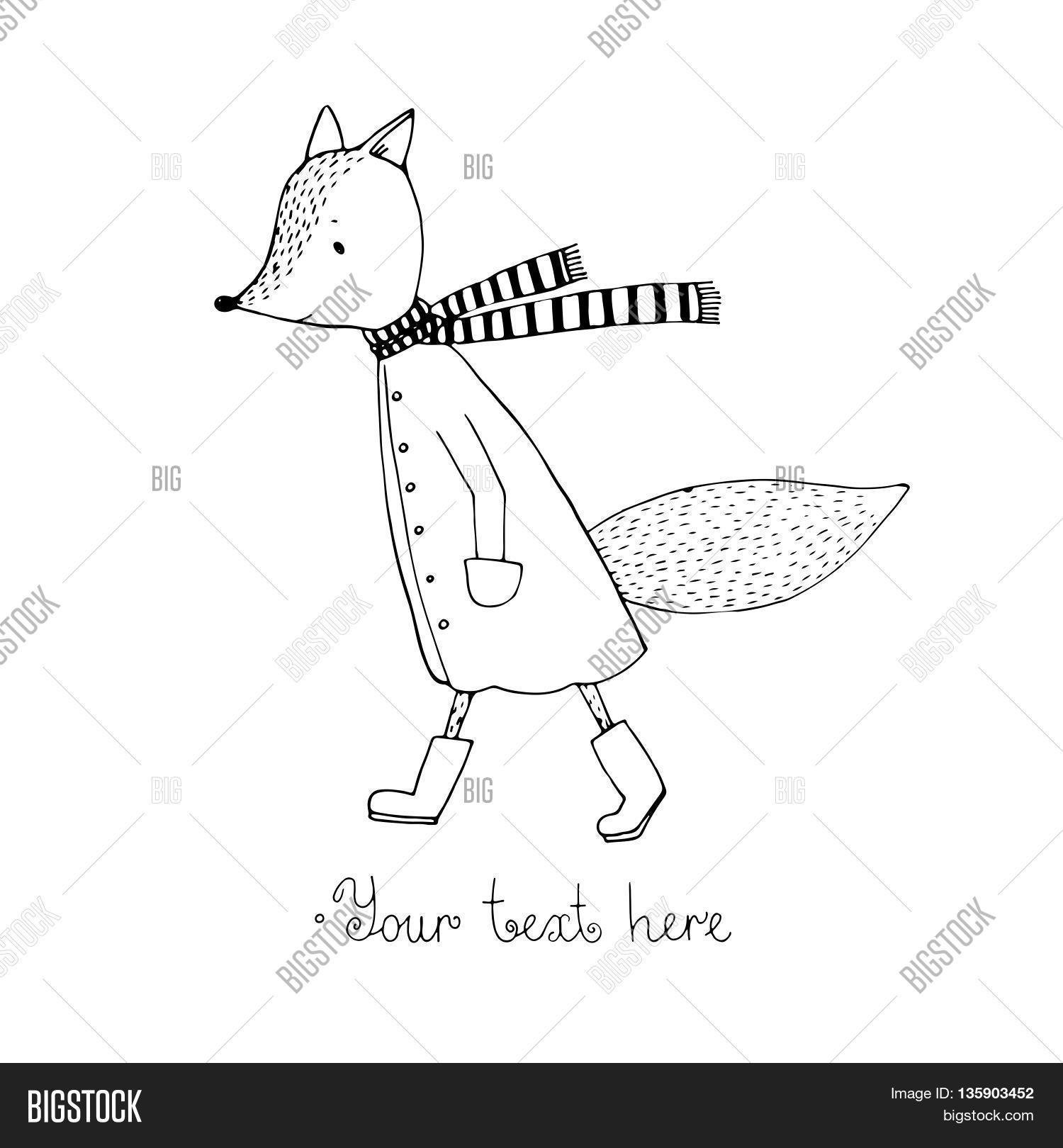 Sad Fox Walking Rain Vector & Photo (Free Trial) | Bigstock