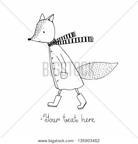 Sad Fox Walking Rain Vector & Photo (Free Trial) | Bigstock