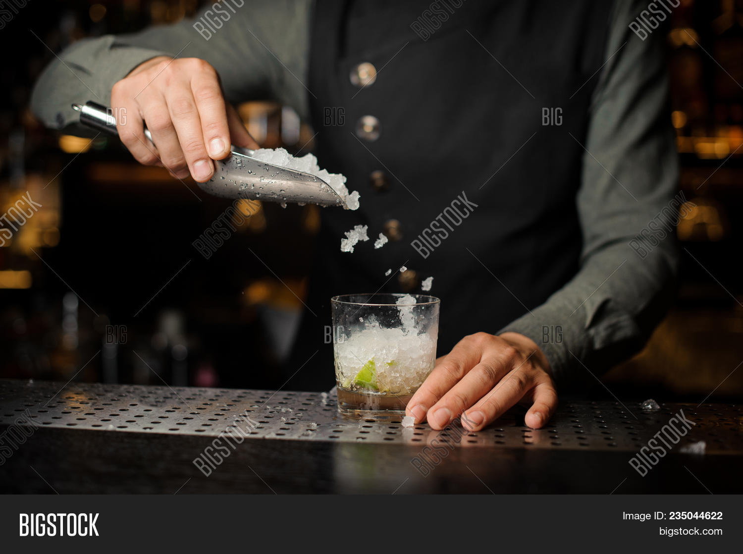 Barman Adding Ice Into Image & Photo (Free Trial) | Bigstock