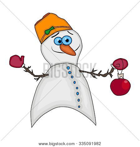 Happy Cartoon Snowman Vector & Photo (Free Trial) | Bigstock