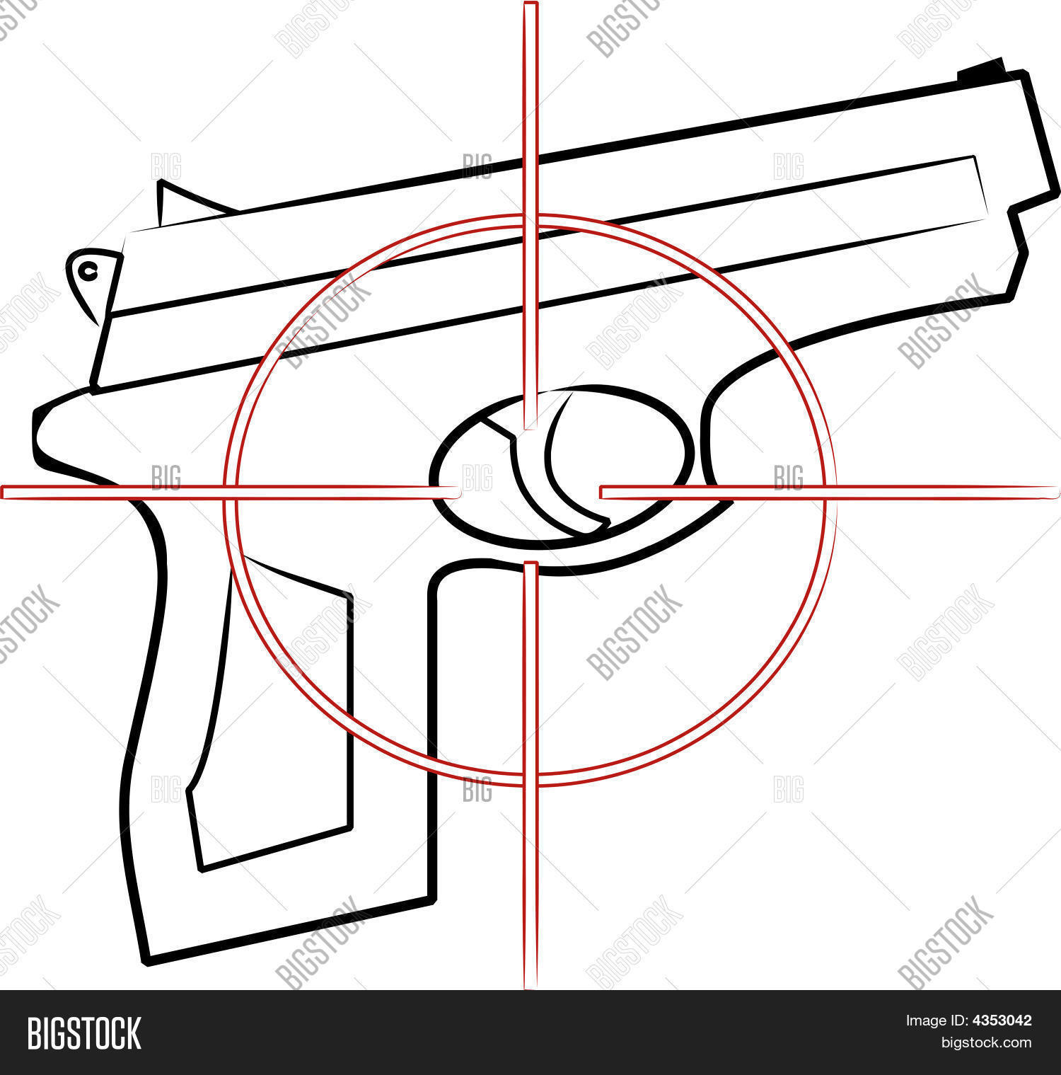 Hand Gun Outline Vector & Photo (Free Trial) | Bigstock