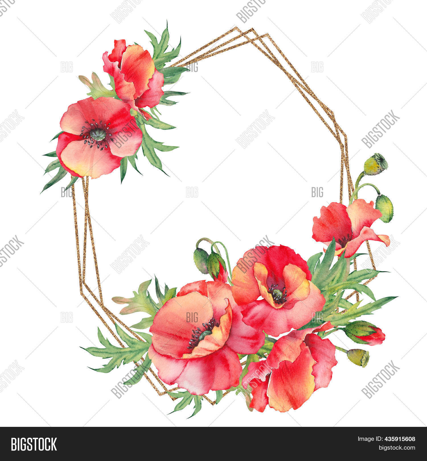 Gold Frame Red Poppy Image & Photo (Free Trial) | Bigstock