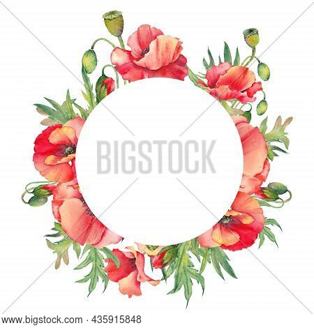 Round Frame Red Poppy Image & Photo (Free Trial) | Bigstock