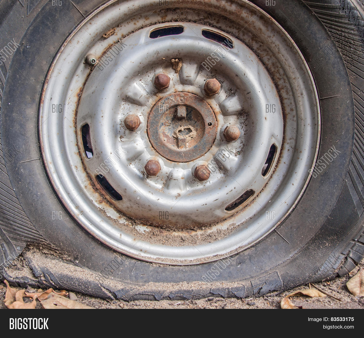 Deflated Damaged Tyre Image & Photo (Free Trial) | Bigstock