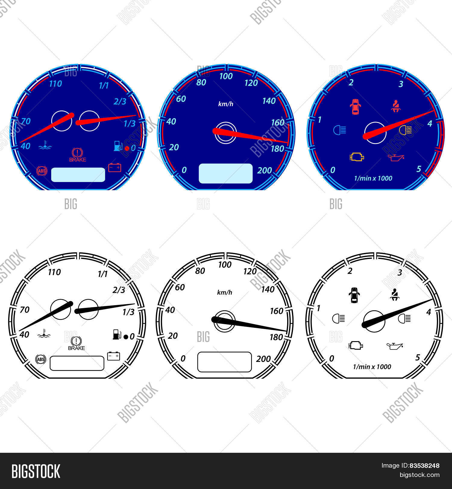 Set Car Speedometers Vector & Photo (Free Trial) | Bigstock