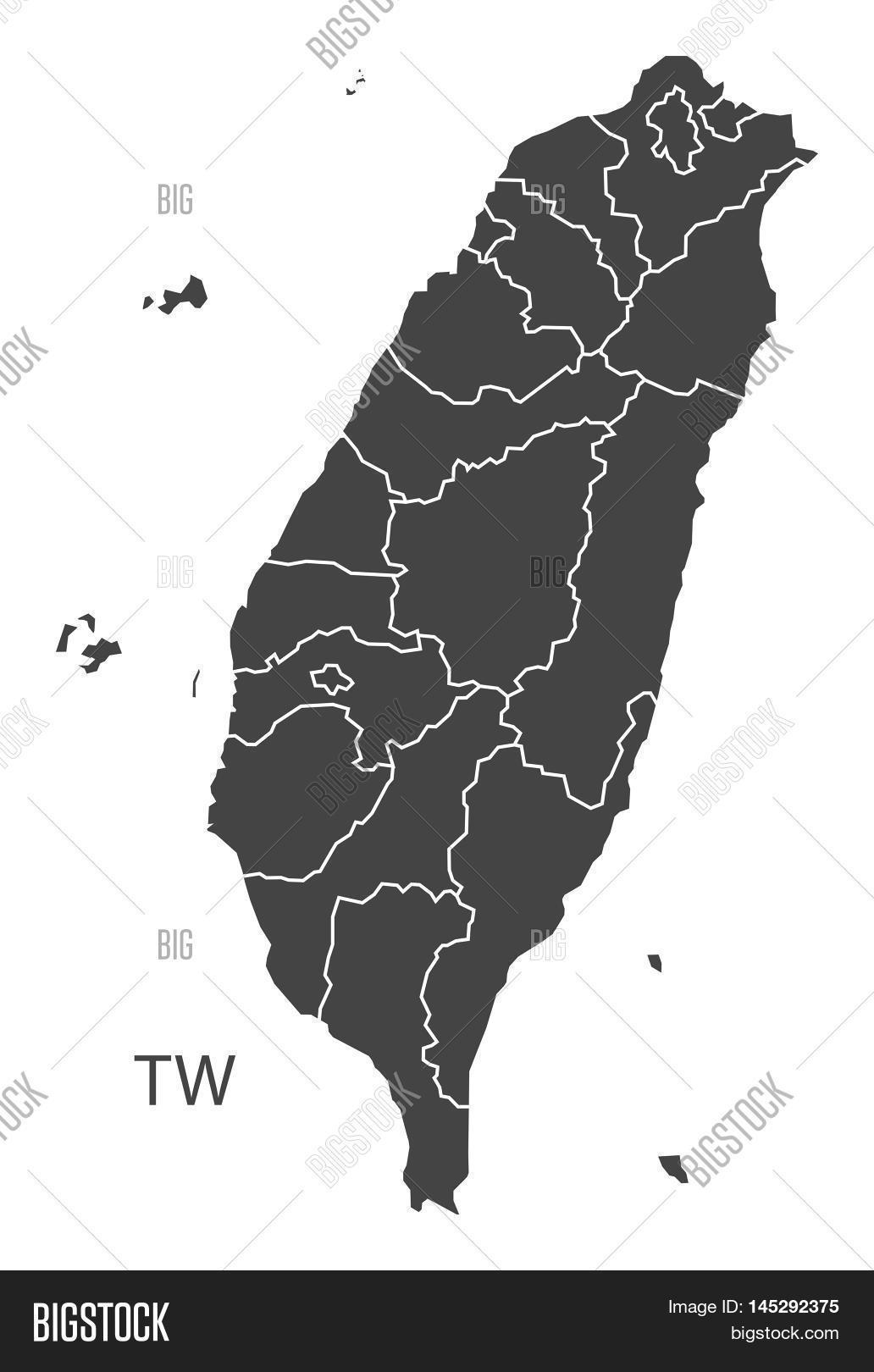 Taiwan Map Counties Vector & Photo (Free Trial) | Bigstock