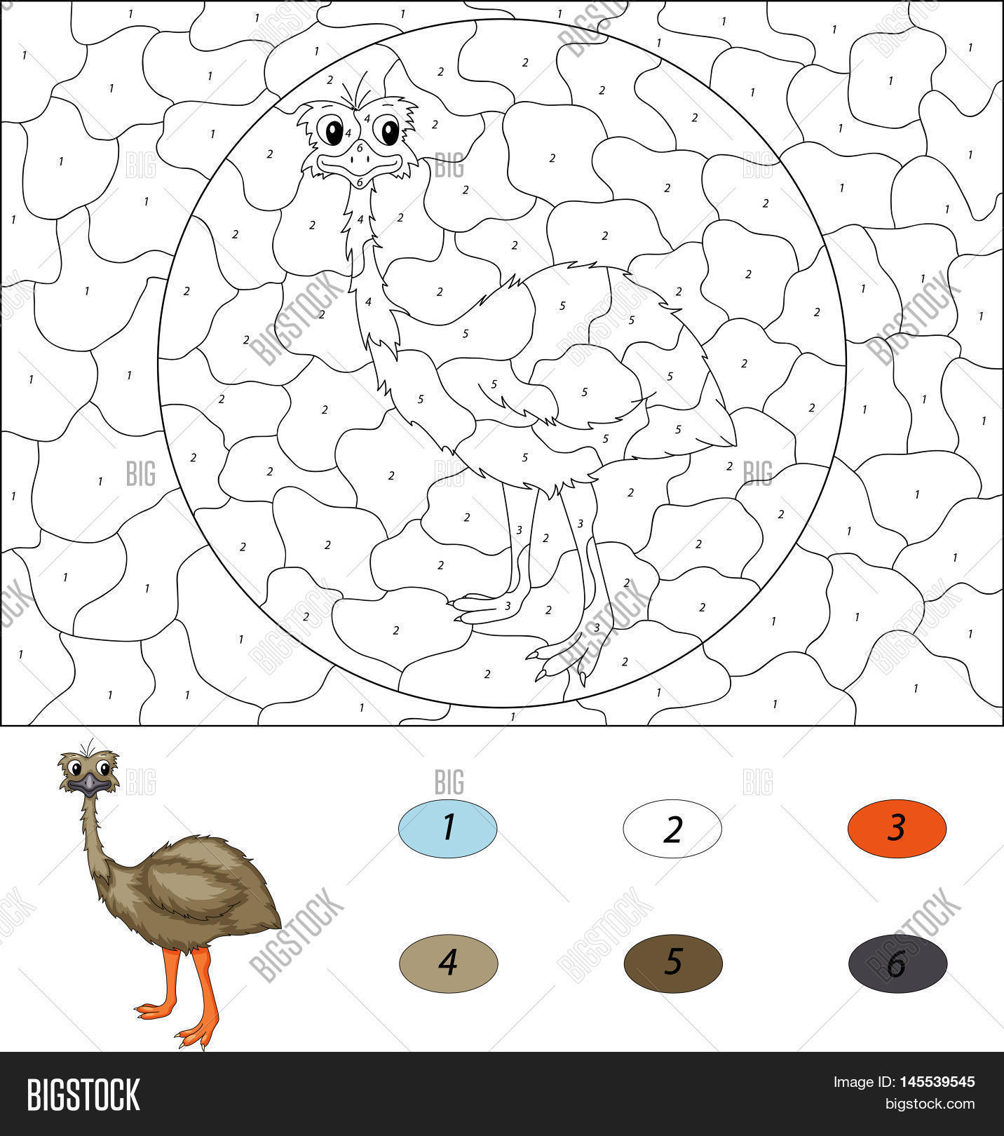 Cartoon Emu. Color By Vector & Photo (Free Trial) | Bigstock