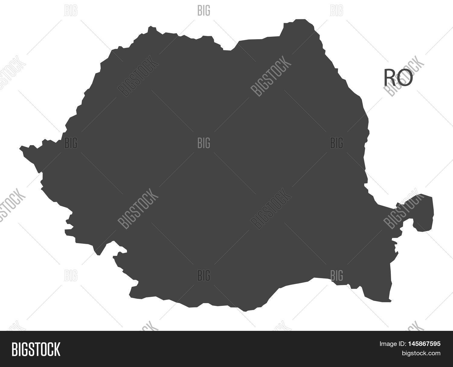 Romania Grey Map Vector & Photo (Free Trial) | Bigstock