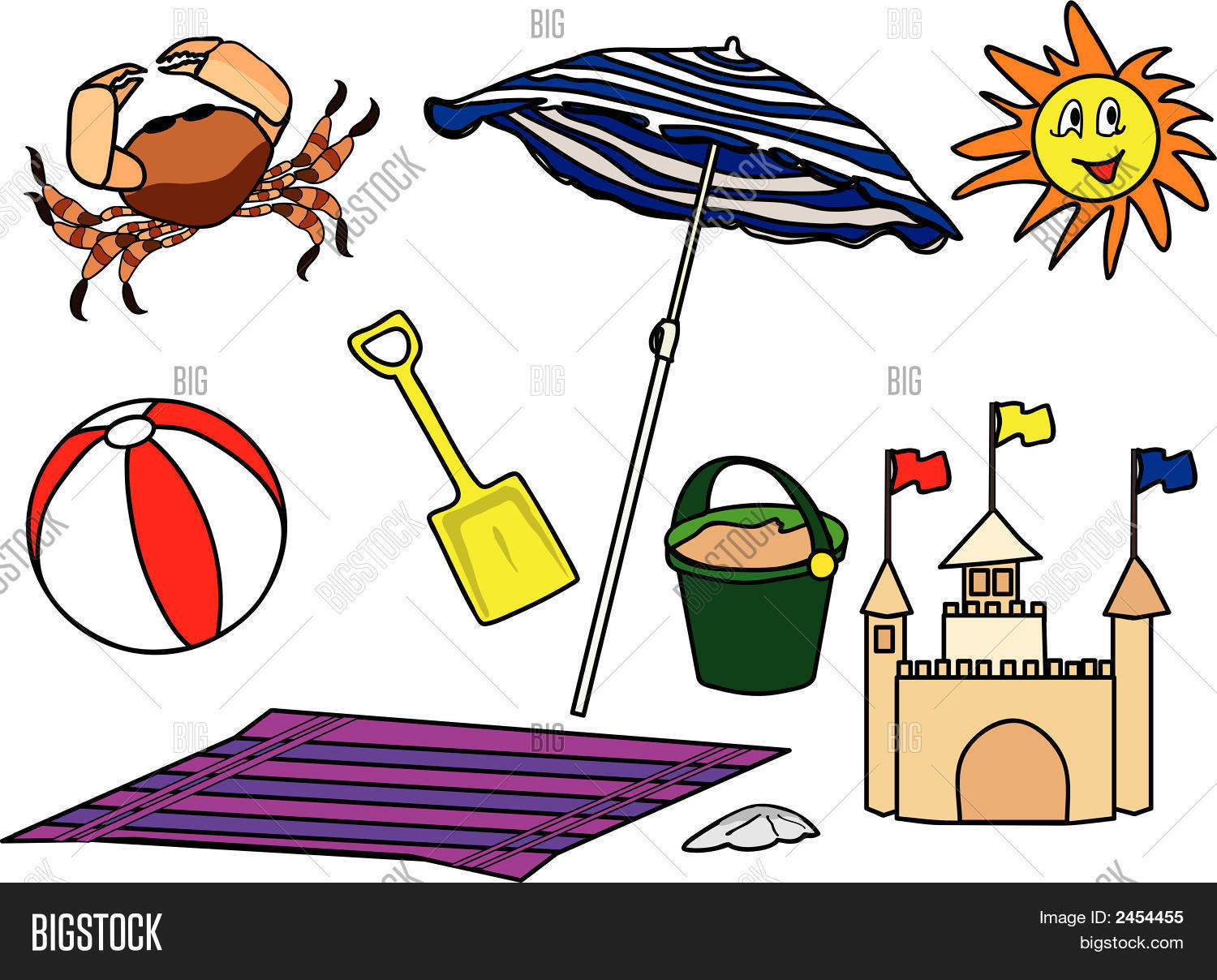 Beach-Items.Eps Vector & Photo (Free Trial) | Bigstock