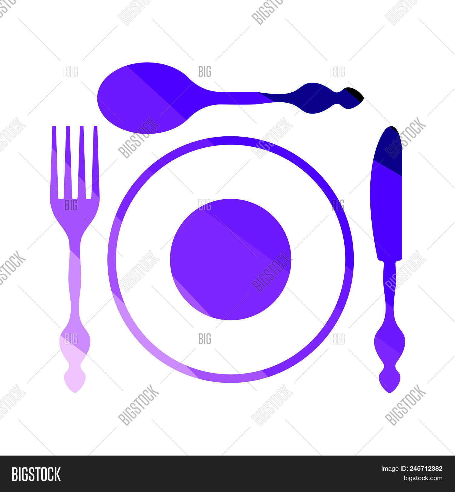 Silverware Plate Icon Vector & Photo (Free Trial) | Bigstock