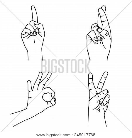 Hand Signs Set. Vector & Photo (Free Trial) | Bigstock