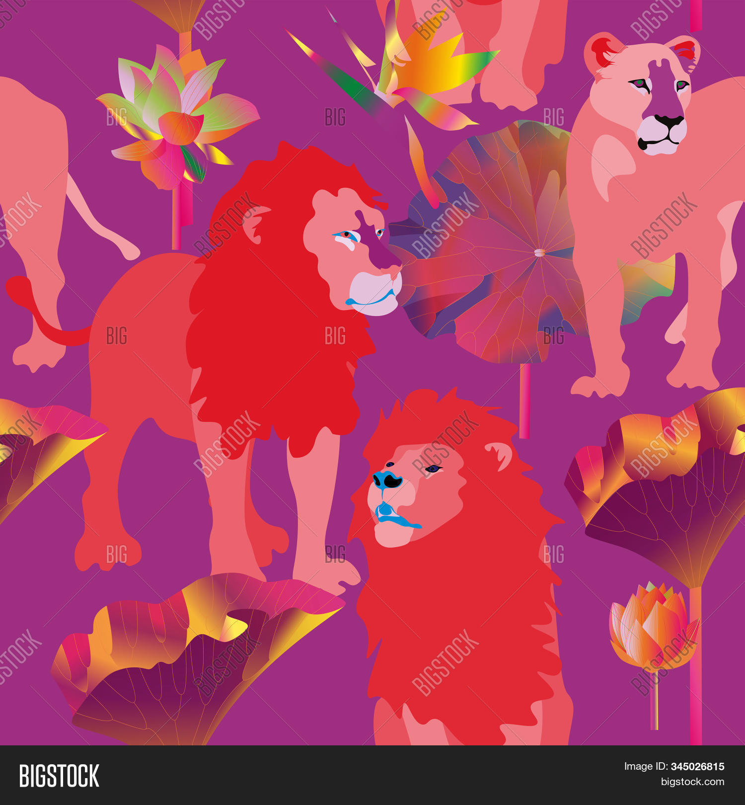 Red Lions Lioness On Vector & Photo (Free Trial) | Bigstock