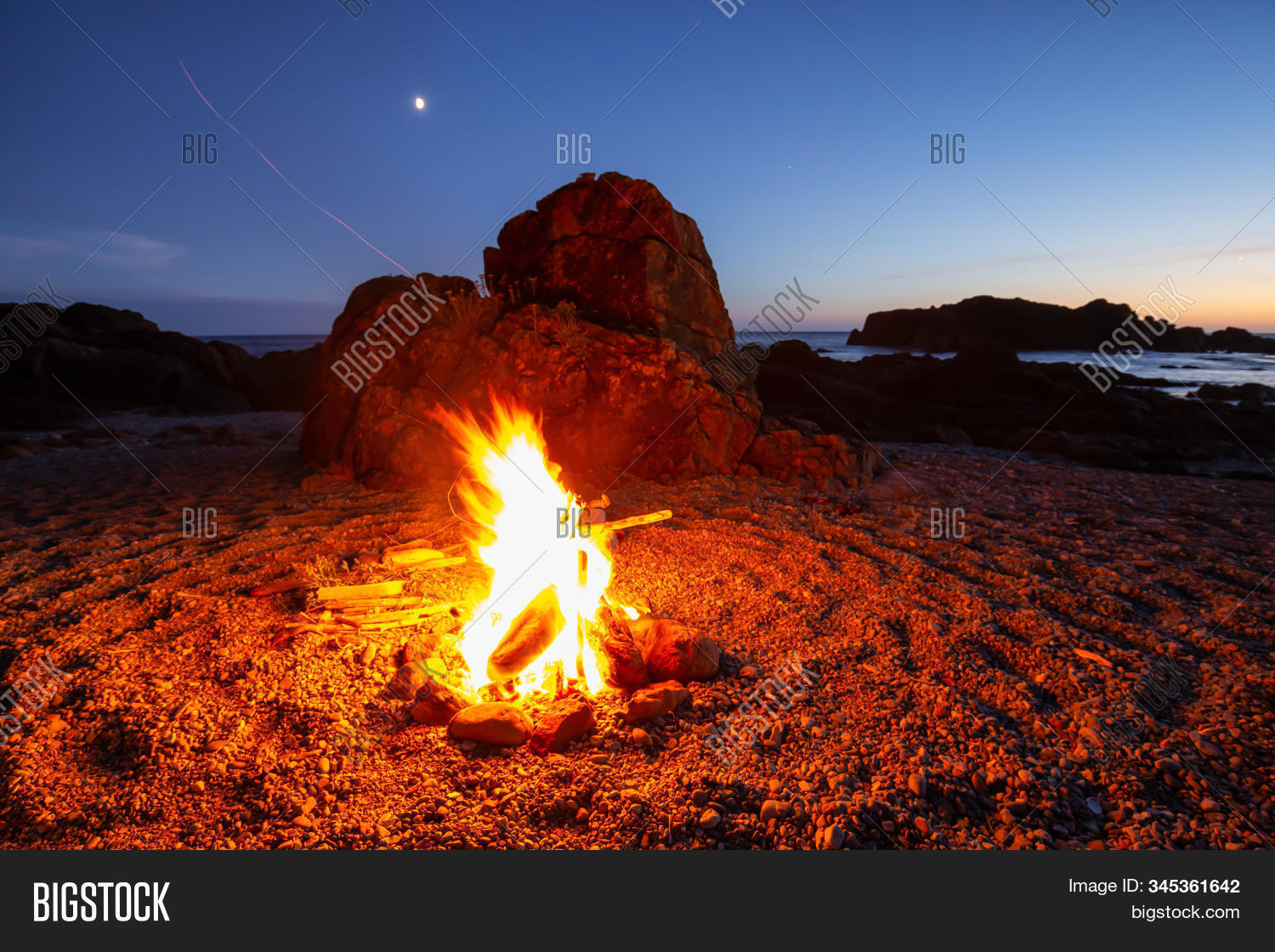 Camp Fire On Beach Image & Photo (Free Trial) | Bigstock