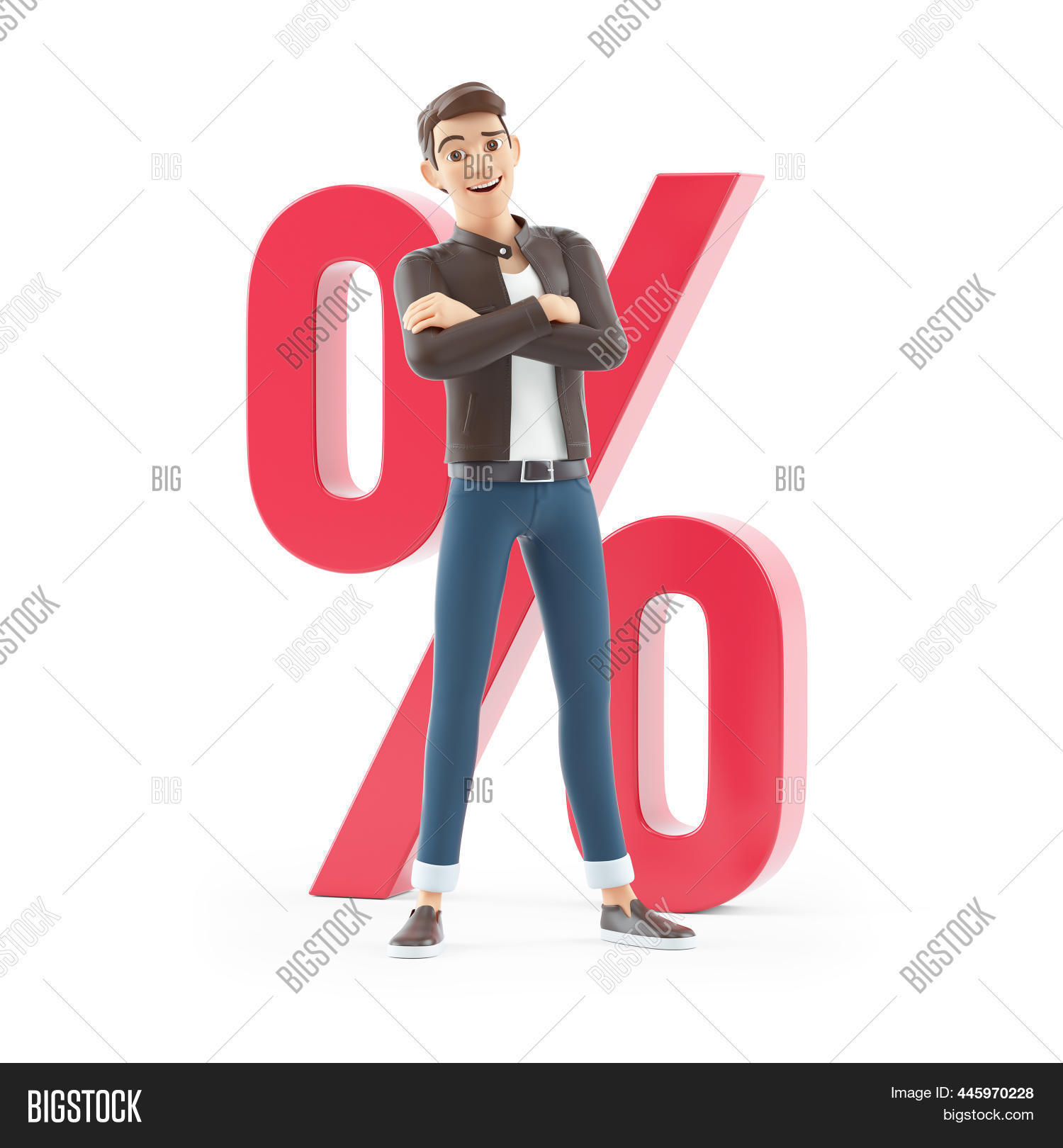 3d White Man With Percentage