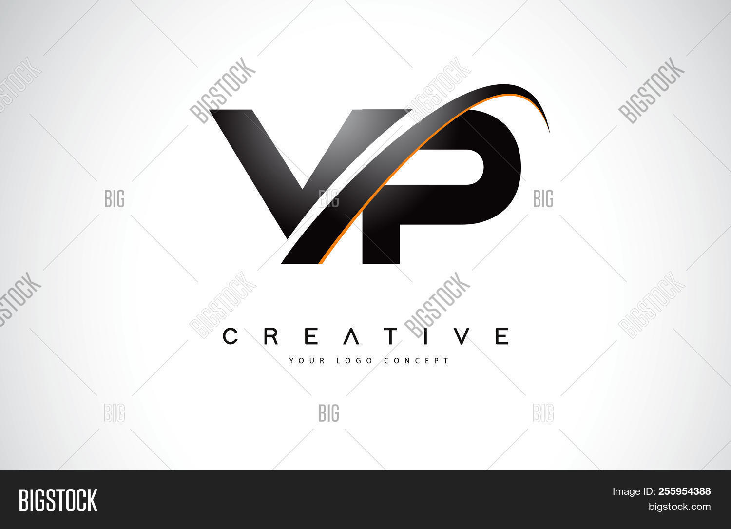 Vp V P Swoosh Letter Vector & Photo (Free Trial) | Bigstock