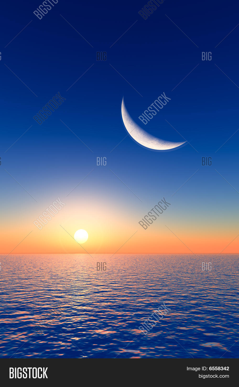 Moon Over Sunrise Image & Photo (Free Trial) | Bigstock