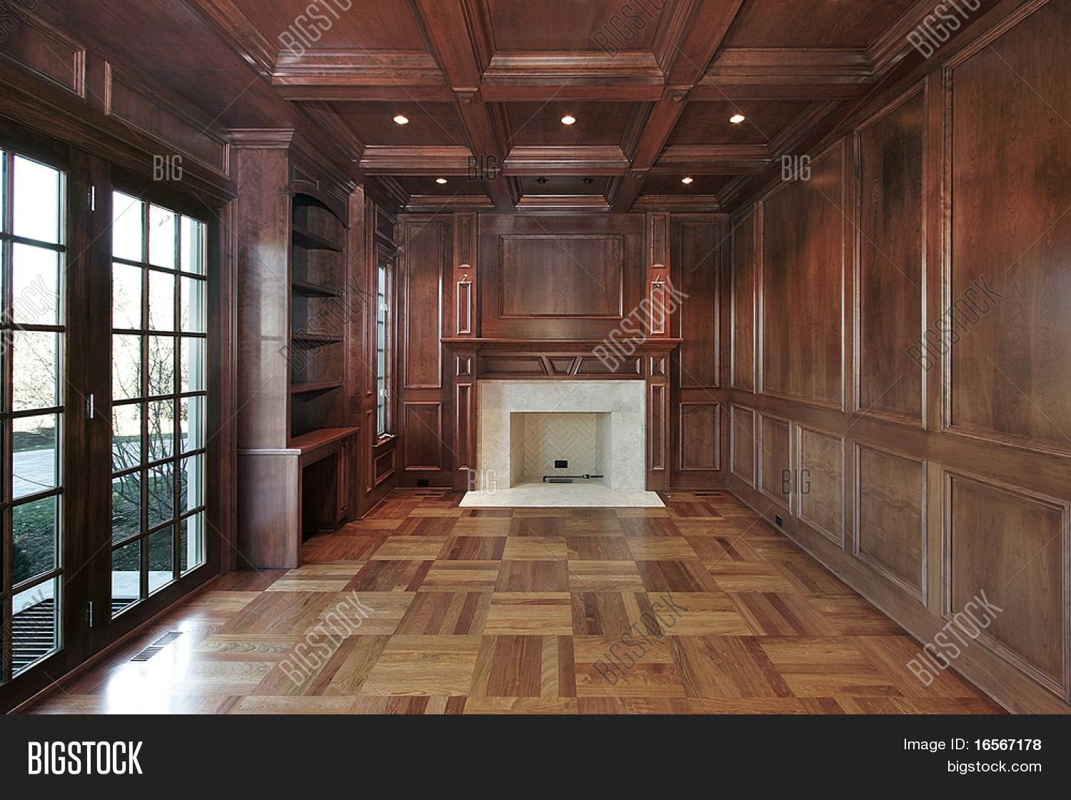 Old Wood Paneled Home Library