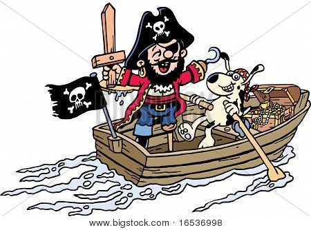 Boy Pirate Rowboat Vector & Photo (Free Trial) | Bigstock