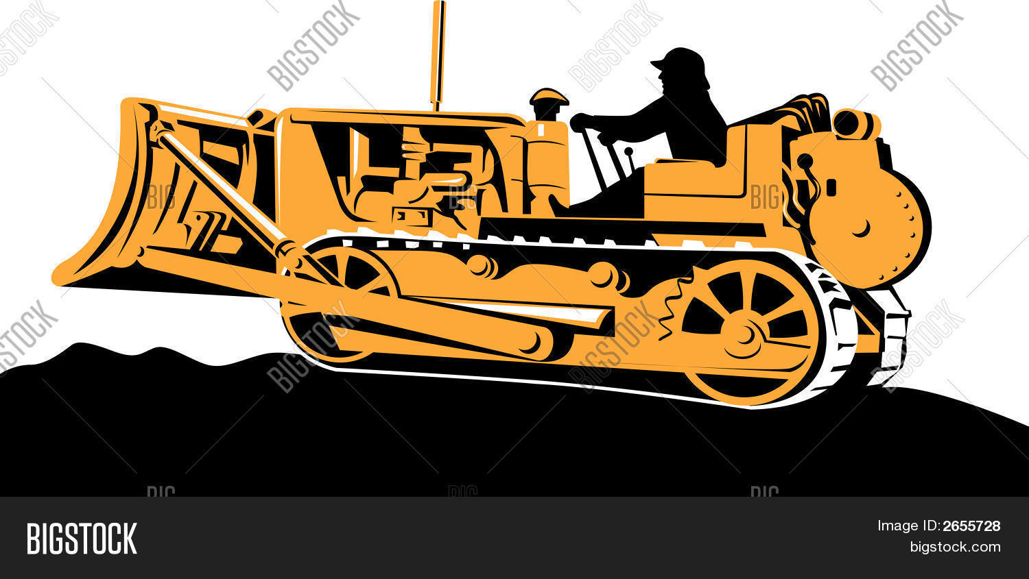 Bulldozer Side View Vector & Photo (Free Trial) | Bigstock
