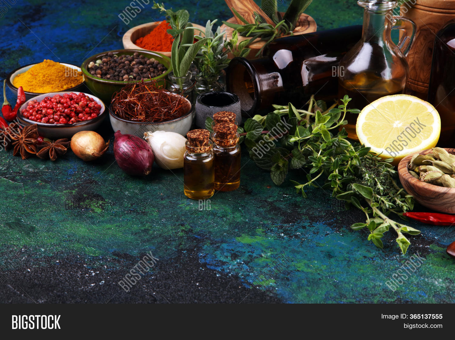 Spices Herbs On Table Image & Photo (Free Trial) | Bigstock