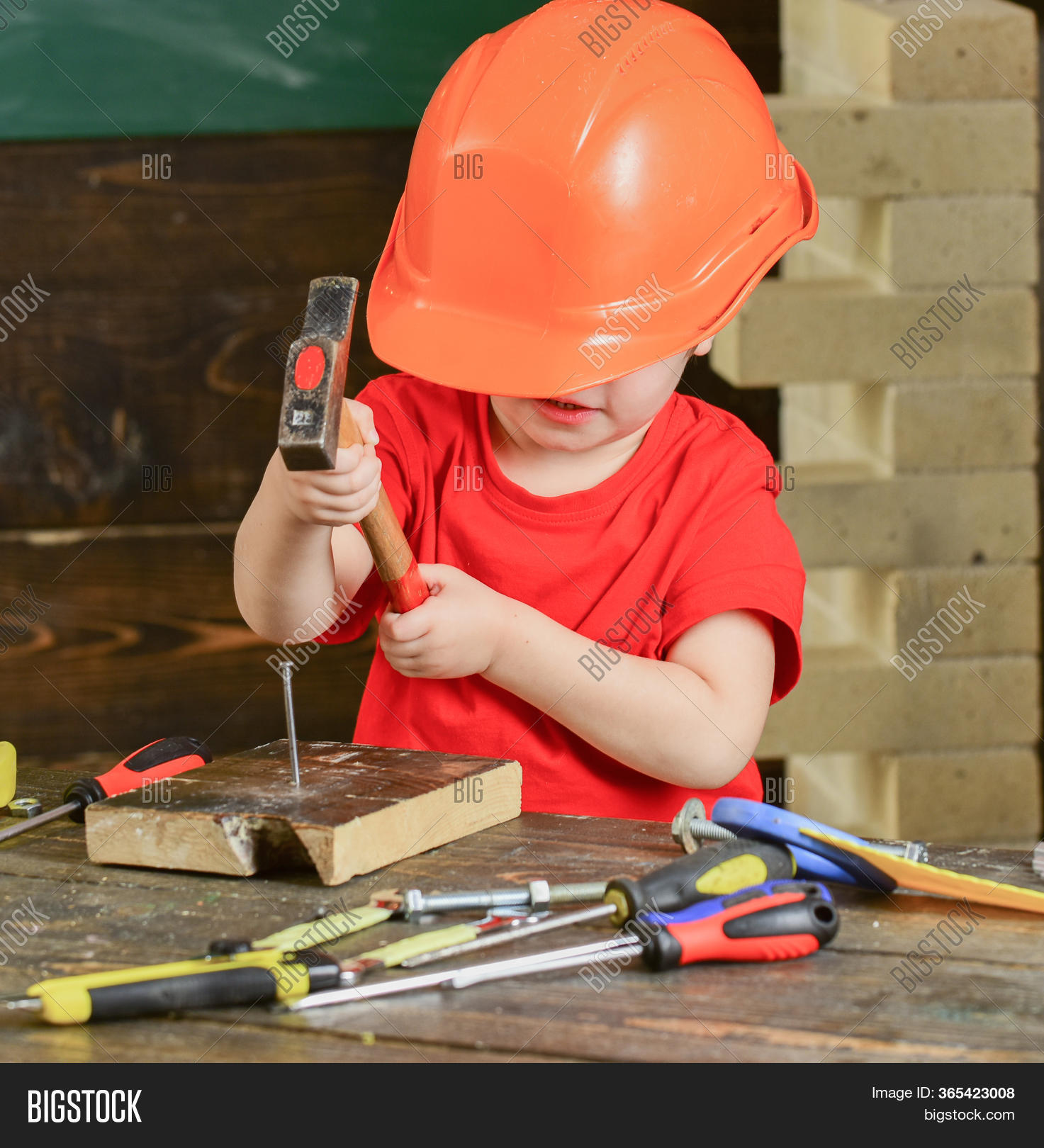 Kid Playing Hammer. Image & Photo (Free Trial) | Bigstock