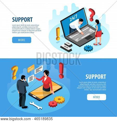 Isometric Call Center Vector & Photo (Free Trial) | Bigstock