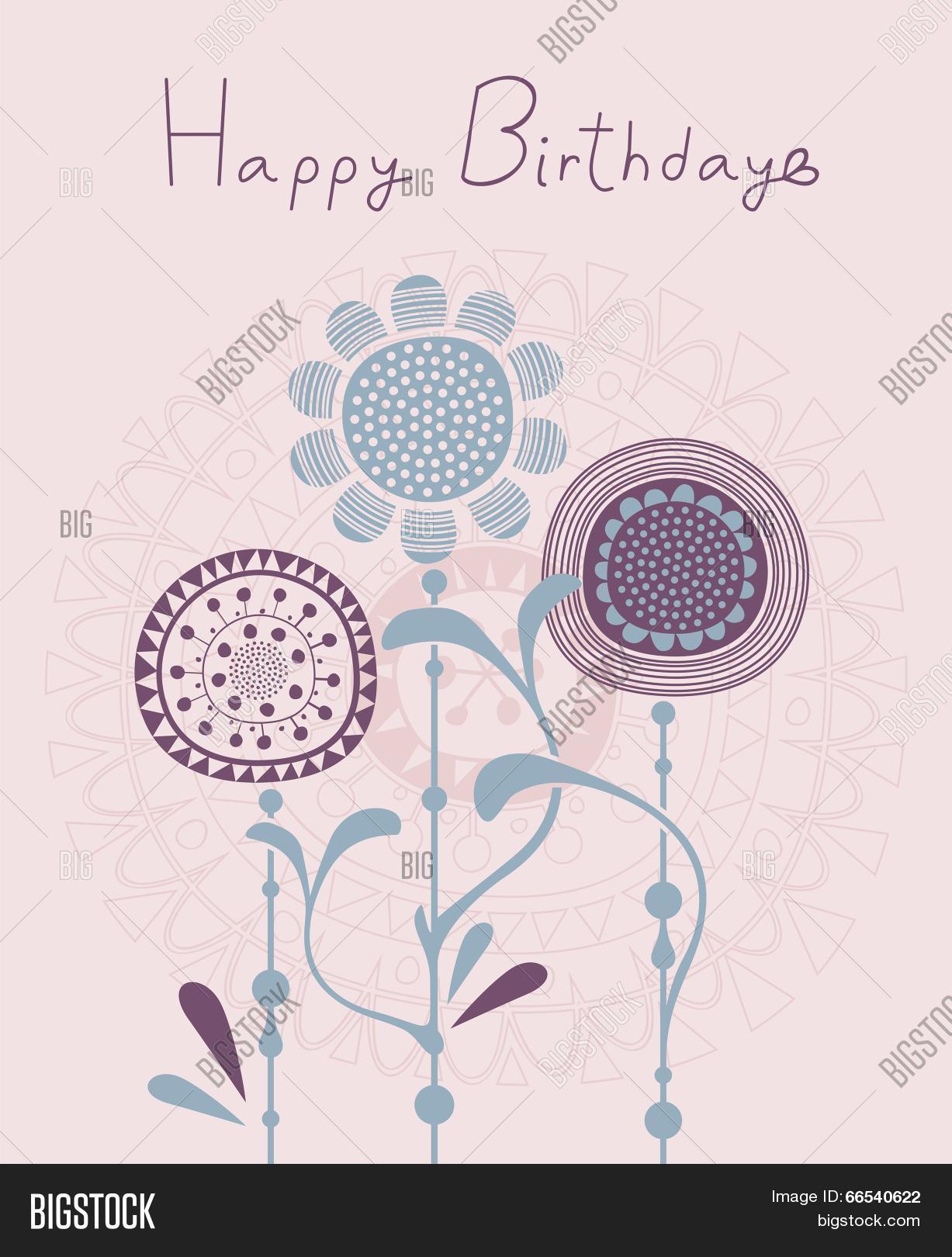 Floral Birthday Vector & Photo (Free Trial) | Bigstock