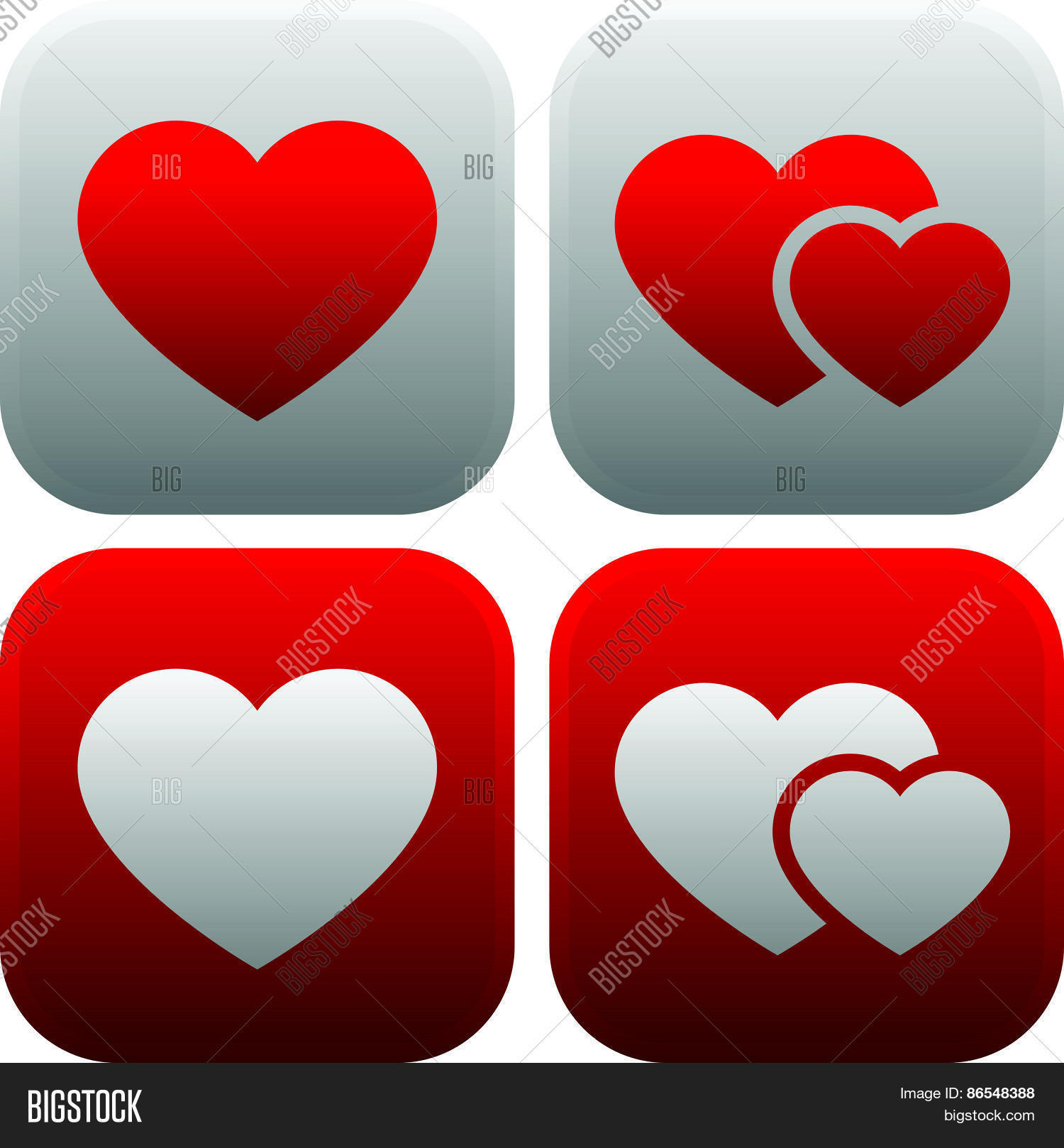 Heart Icon Set. Vector & Photo (Free Trial) | Bigstock