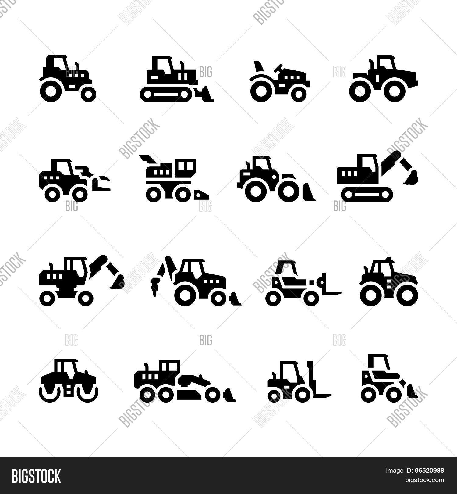 Set Icons Tractors, Vector & Photo (Free Trial) | Bigstock
