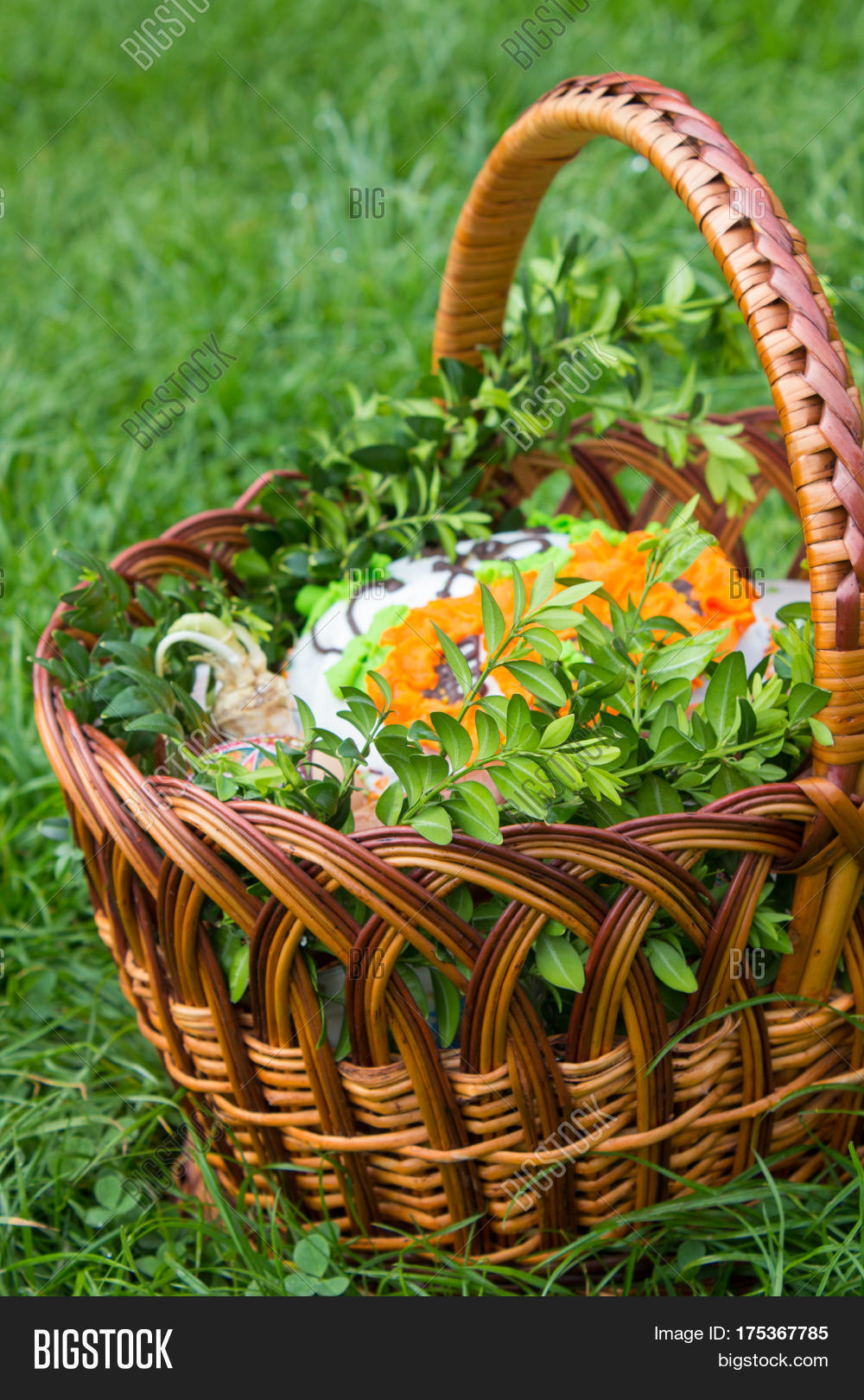 Easter Basket On Grass Image & Photo (Free Trial) | Bigstock