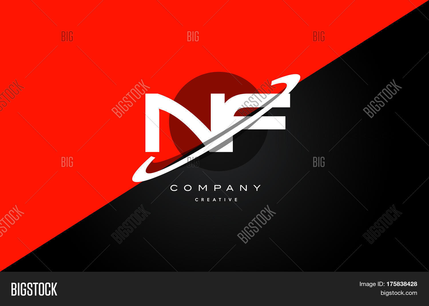 Nf N F Red Black Vector & Photo (Free Trial) | Bigstock