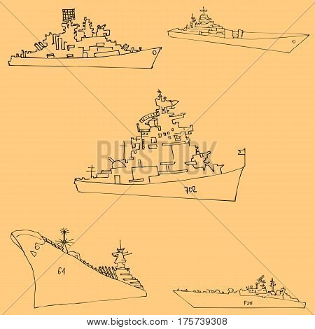 Warships. Sketch By Vector & Photo (Free Trial) | Bigstock
