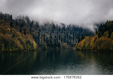 Autumn Foggy Lake Image & Photo (Free Trial) | Bigstock