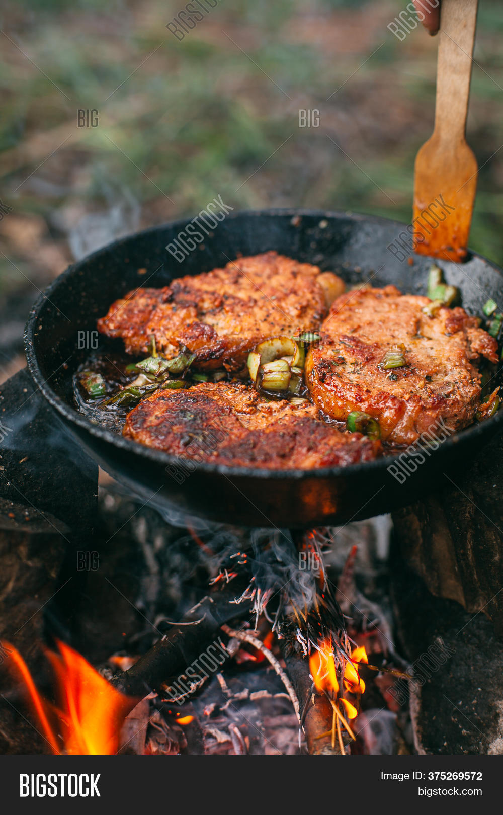 Frying Meat Pan Over Image & Photo (Free Trial) | Bigstock
