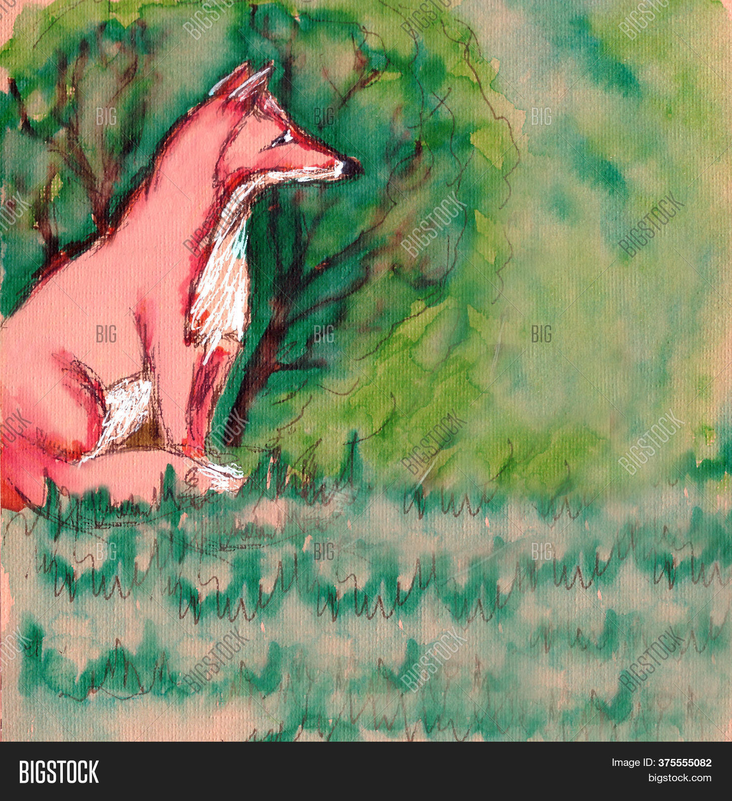 Ginger Fox Sits Under Image & Photo (Free Trial) | Bigstock