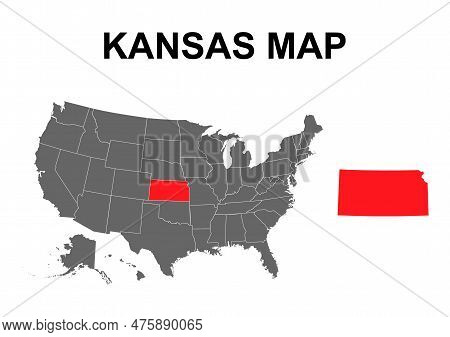 Kansas Map Shape, Vector & Photo (Free Trial) | Bigstock