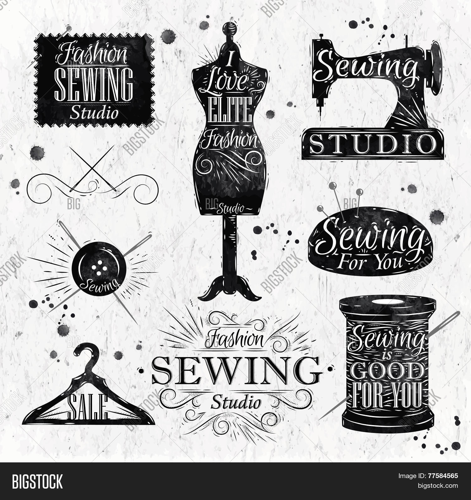 Sewing Symbol Vintage Vector & Photo (Free Trial) | Bigstock