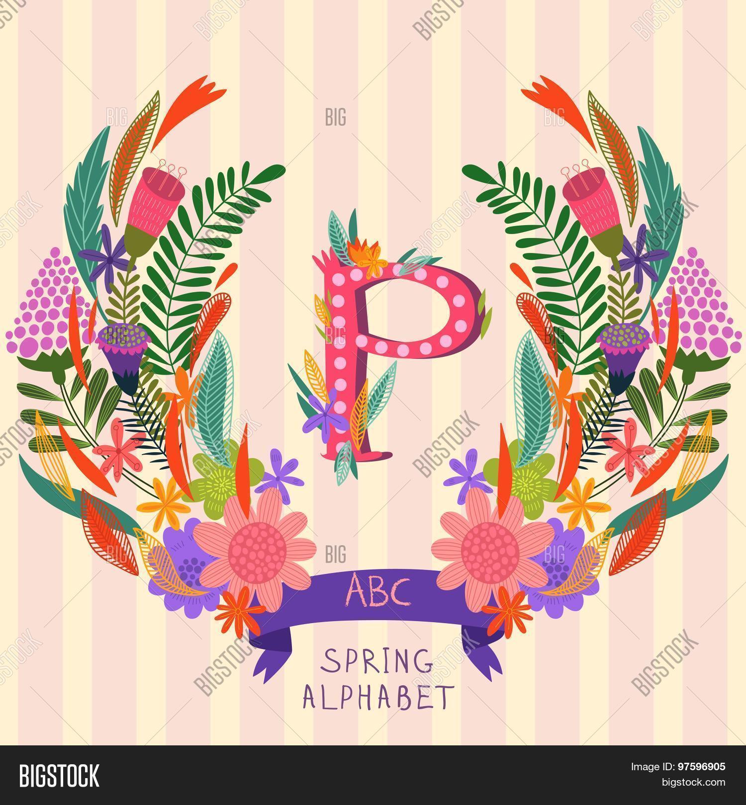 Letter P. Floral Hand Vector & Photo (Free Trial) | Bigstock