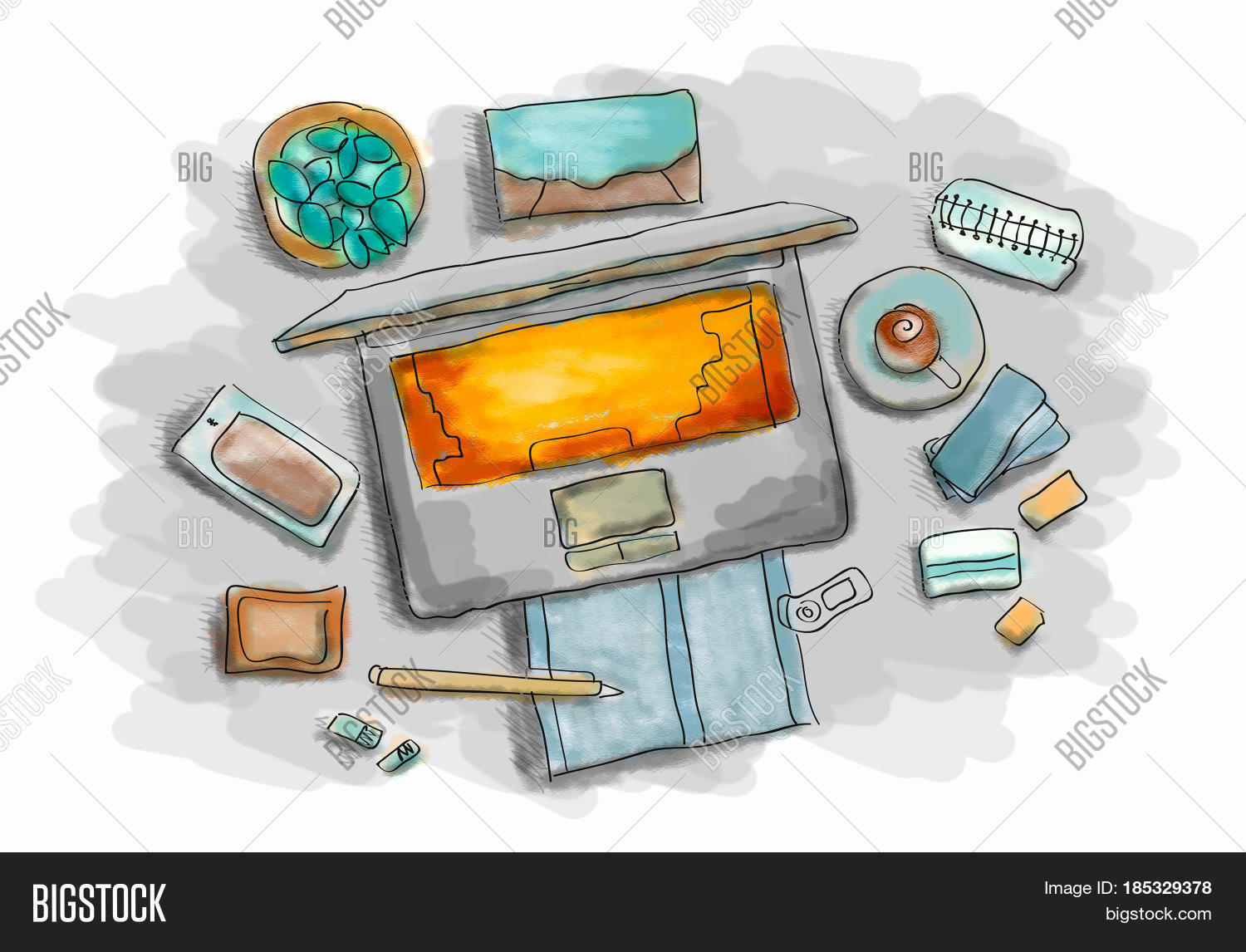 Drawn Image Work Table Image & Photo (Free Trial) | Bigstock